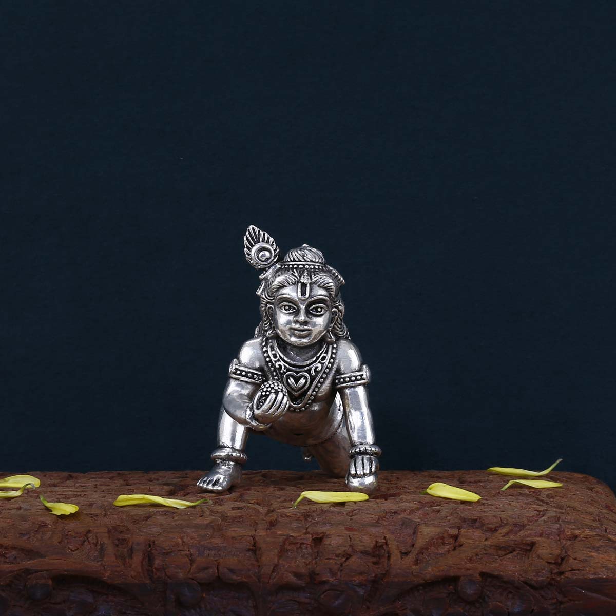 Buy Laddu Krishna 3D Solid Idol | 925 Pure Silver God Idols Online ...