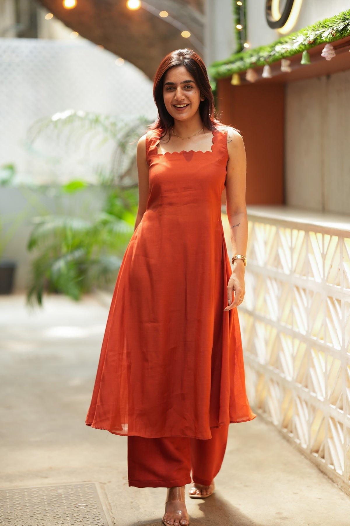 Aarna Rust Orange Kurta Set (Set of 2)|Made To Order - Shobitam