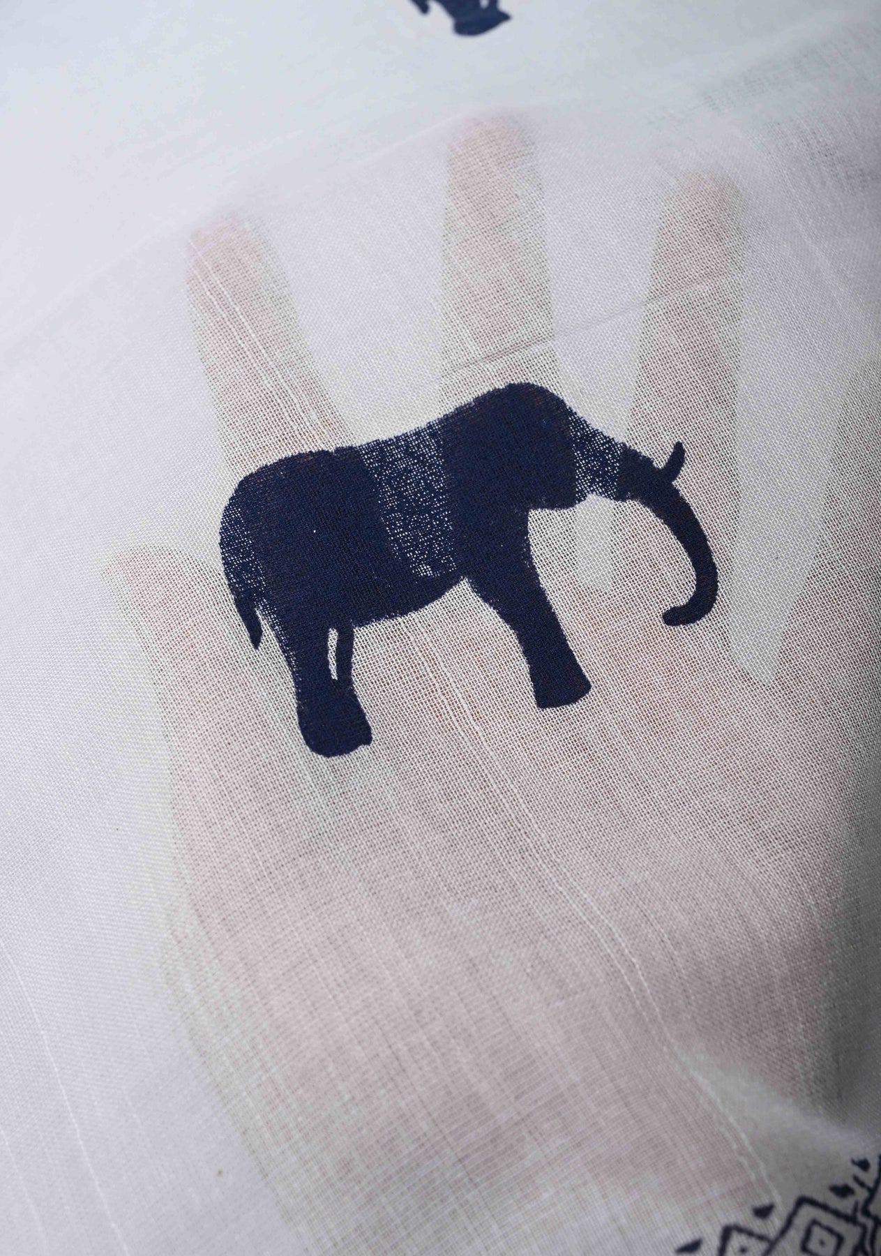 White Uppada Cotton Saree with Elephant Block Buttas and Contrast Bord ...