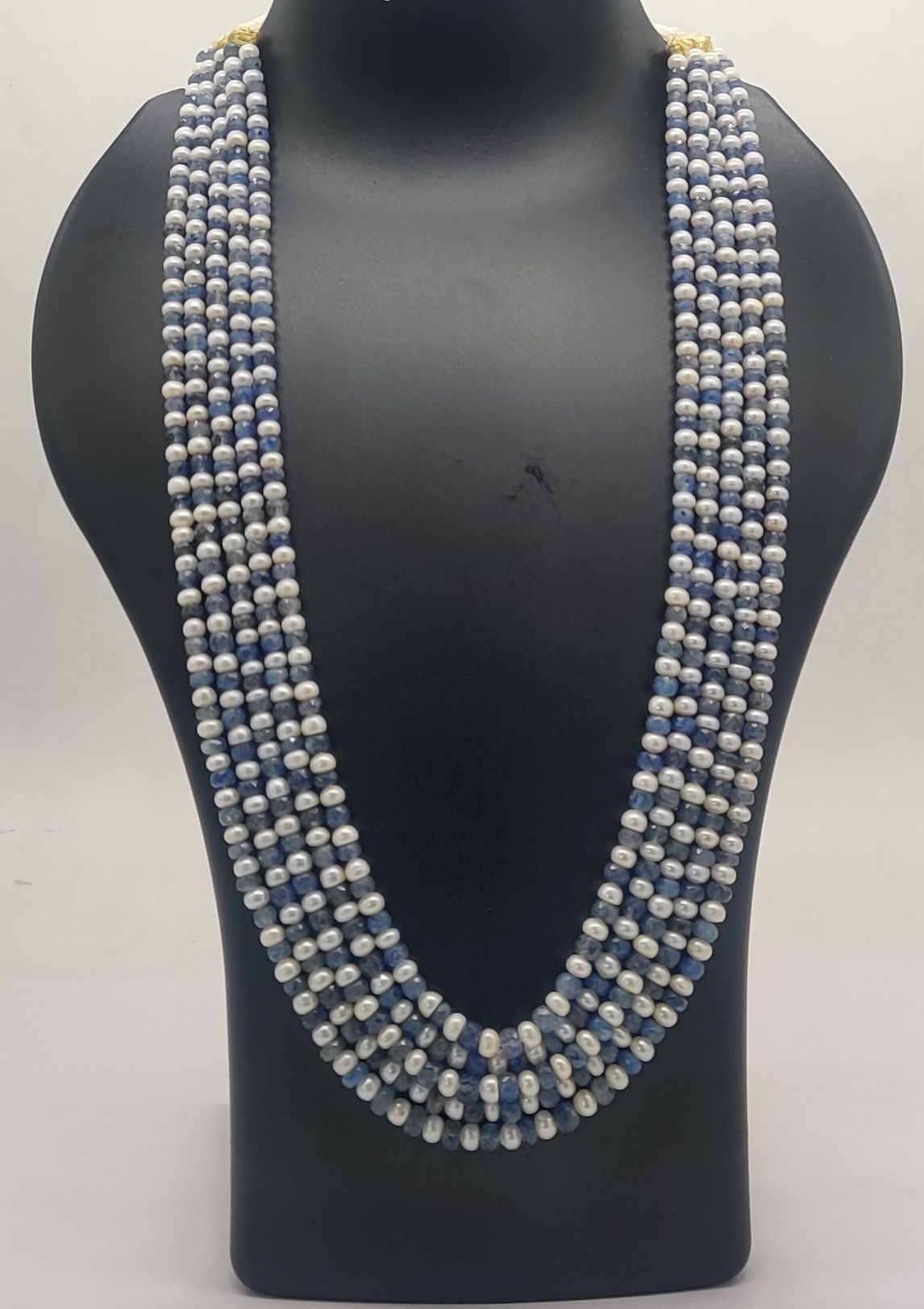 Ocean Mist Pearl & Blue Bead Cascade - Shobitam
