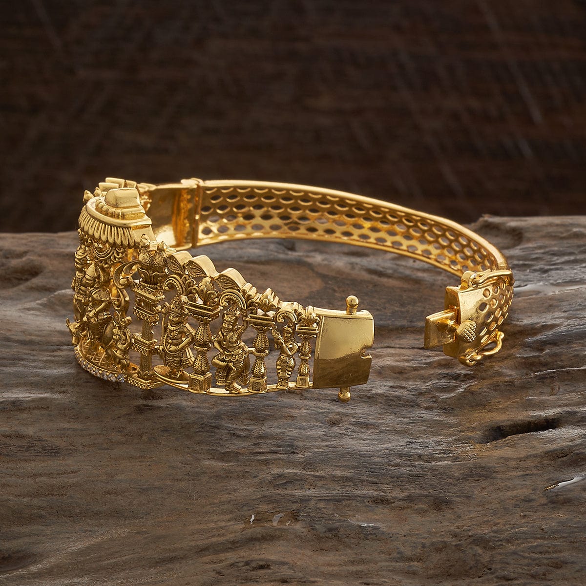 Pure 92.5 Silver, Oxidized Gold Plated 3D Kailash Darbar Adjustable Ka ...